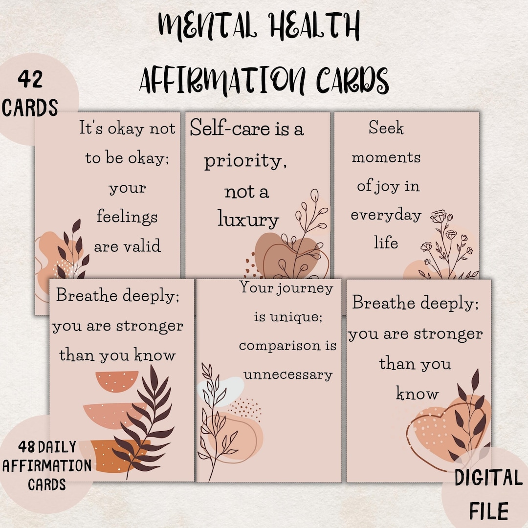 Mental Health Affirmation Cards - Self-care Positive Quotes - Coping ...