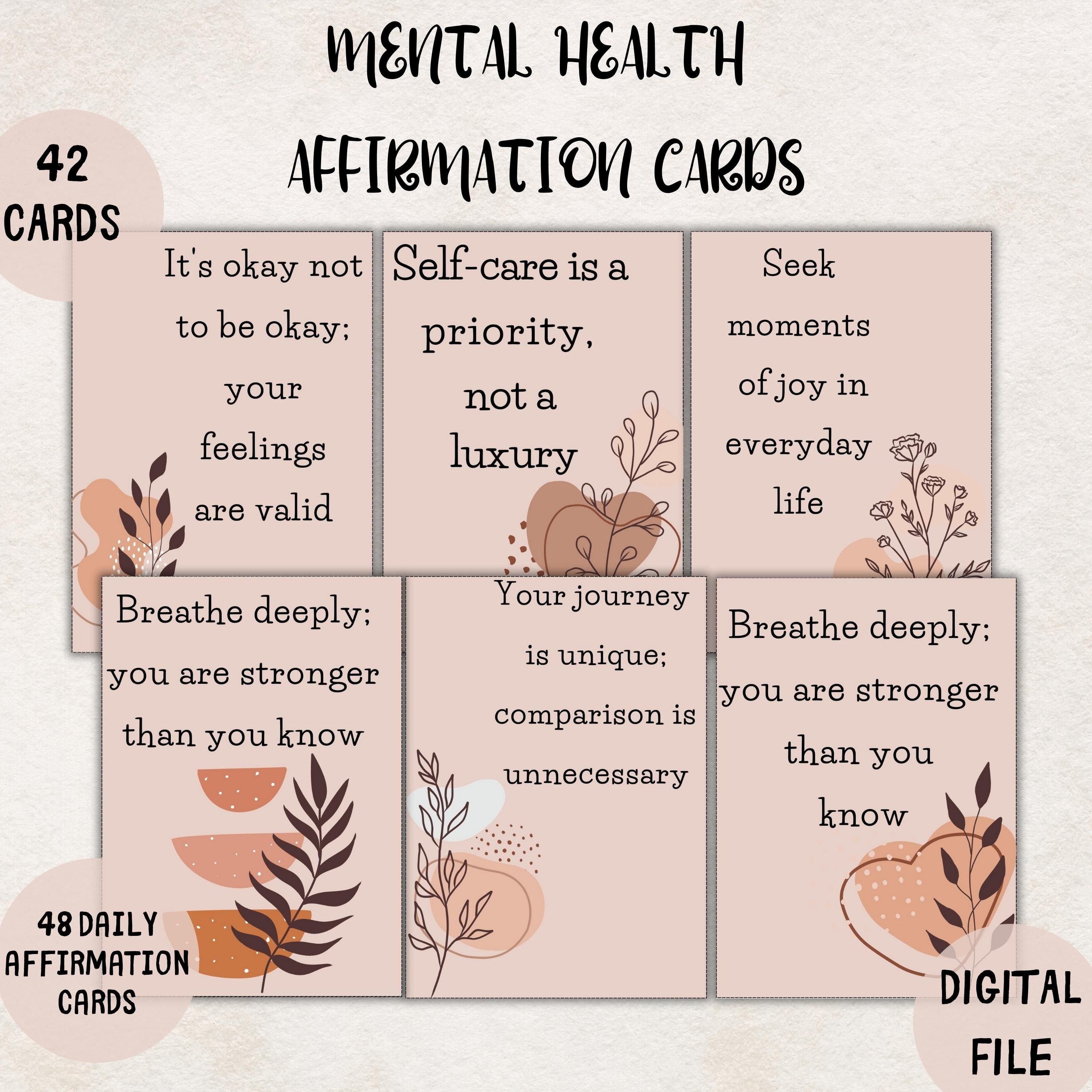 Mental Health Affirmation Cards - Self-care Positive Quotes - Coping ...
