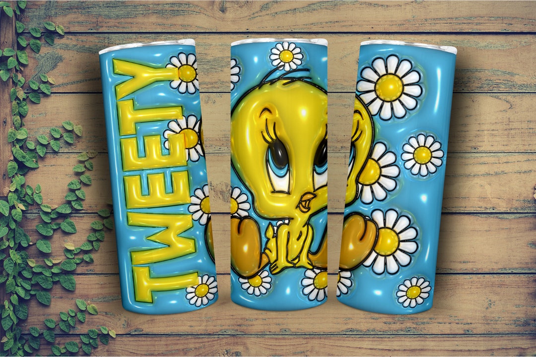 3D Inflatable Tweety Cartoon 20 Oz Skinny Tumbler Sublimation, Coffee ...