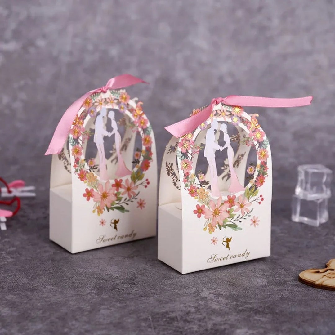 Favor Boxes, Floral Cardboard Boxes, Wedding Guests, Thank You Gift ...