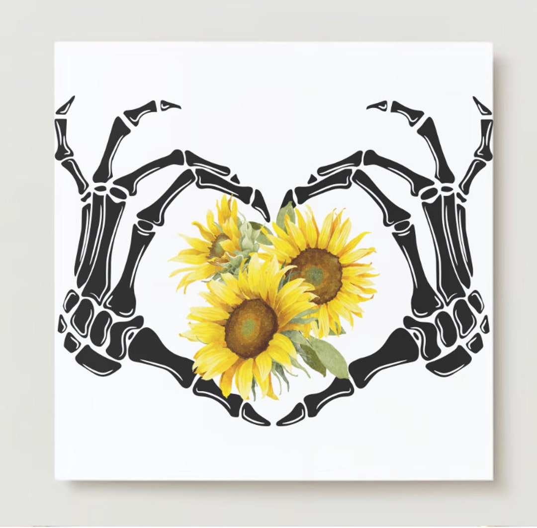 Skeleton Heart Hands With Sunflowers Digital Download - Etsy