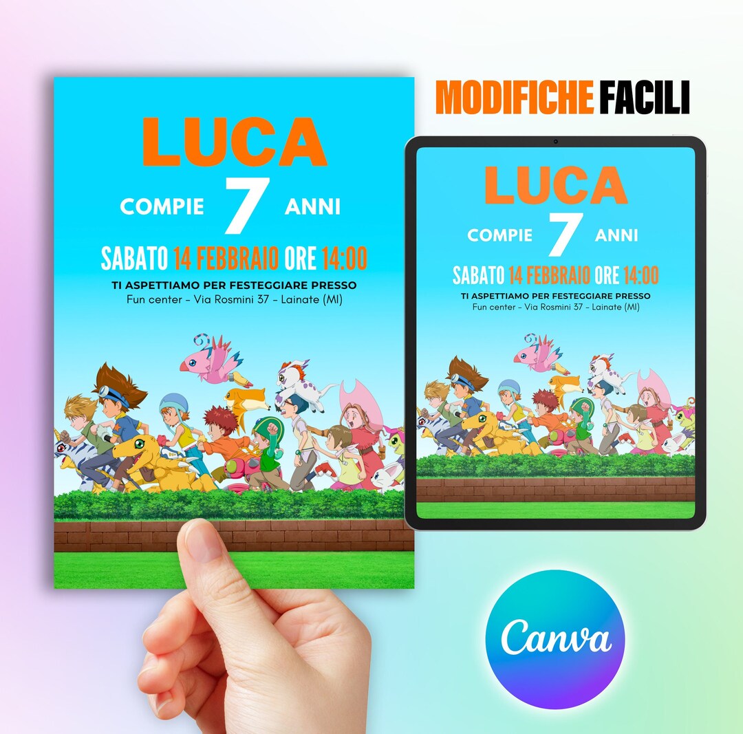 DIGIMON Digital Invitation for Themed Birthday Party, Printable ...