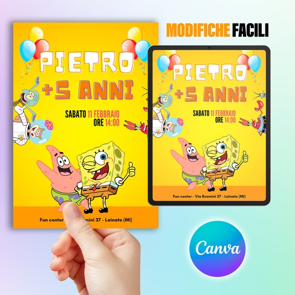 Spongebob Canva Template - Etsy