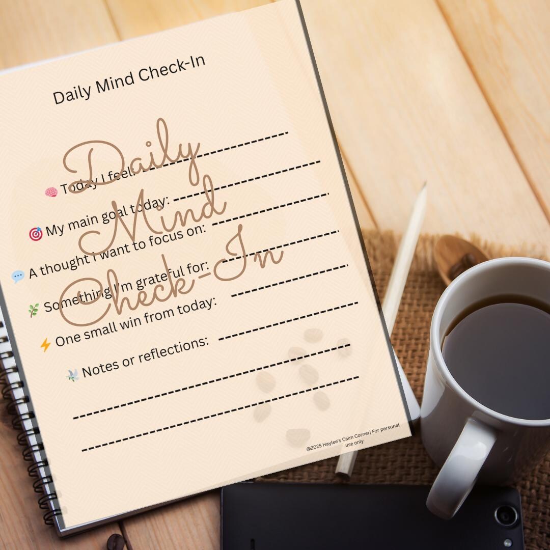 Daily Mind Check-in Printable | Self Care Journal Page | Mindfulness ...