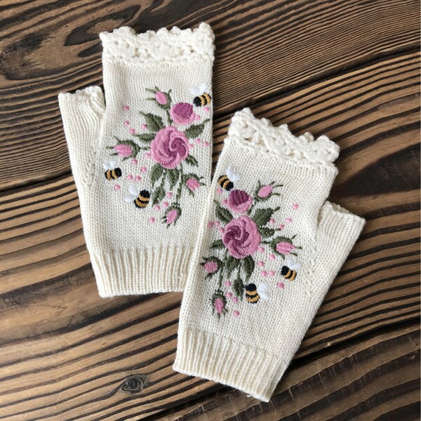 Embroidered Gloves - Etsy
