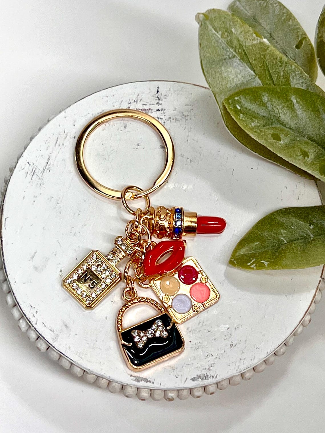 Cute Elegant Enamel Keychain for Women, Cosmetic Makeup Themed ...
