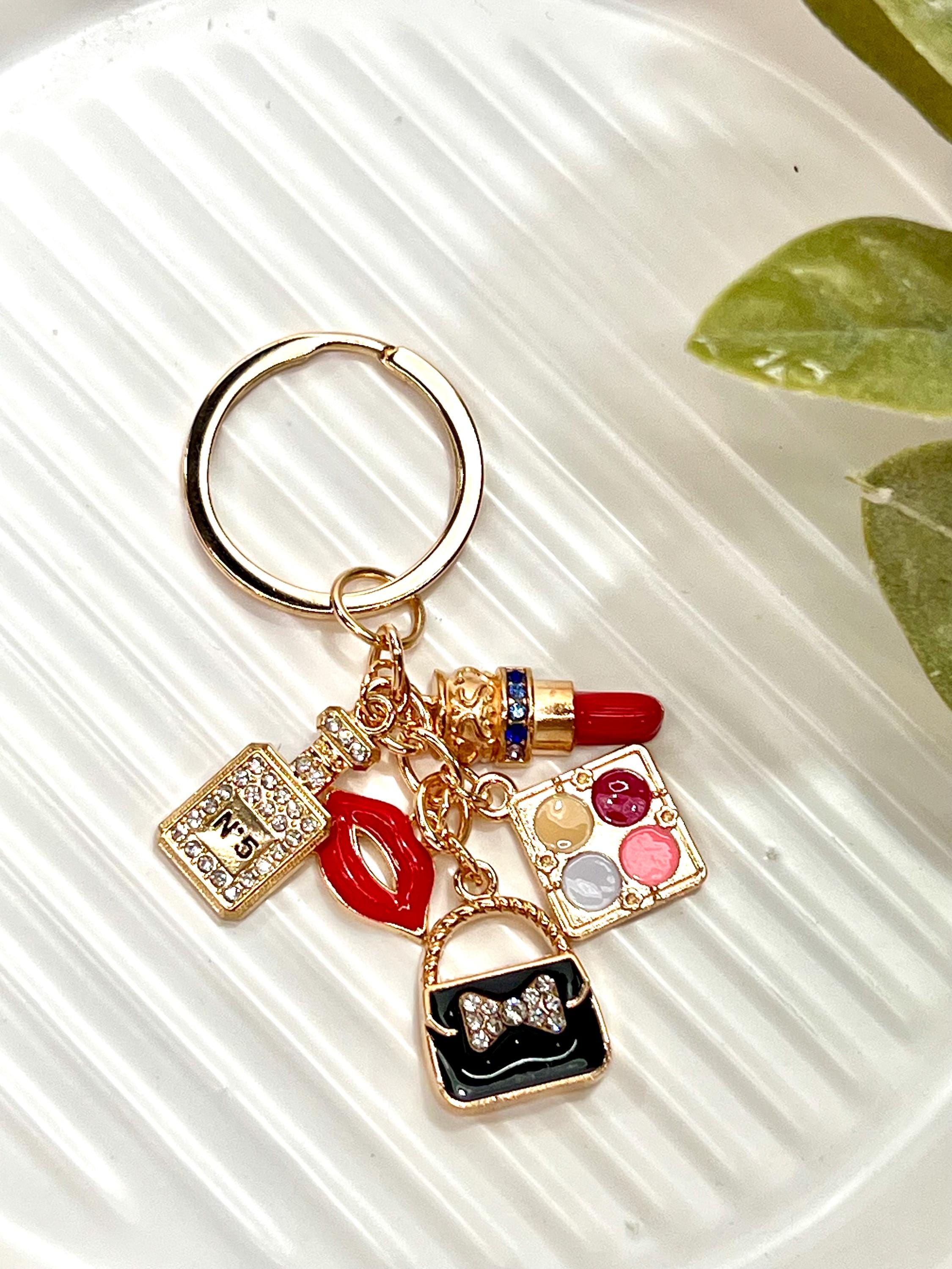 Cute Elegant Enamel Keychain for Women, Cosmetic Makeup Themed ...