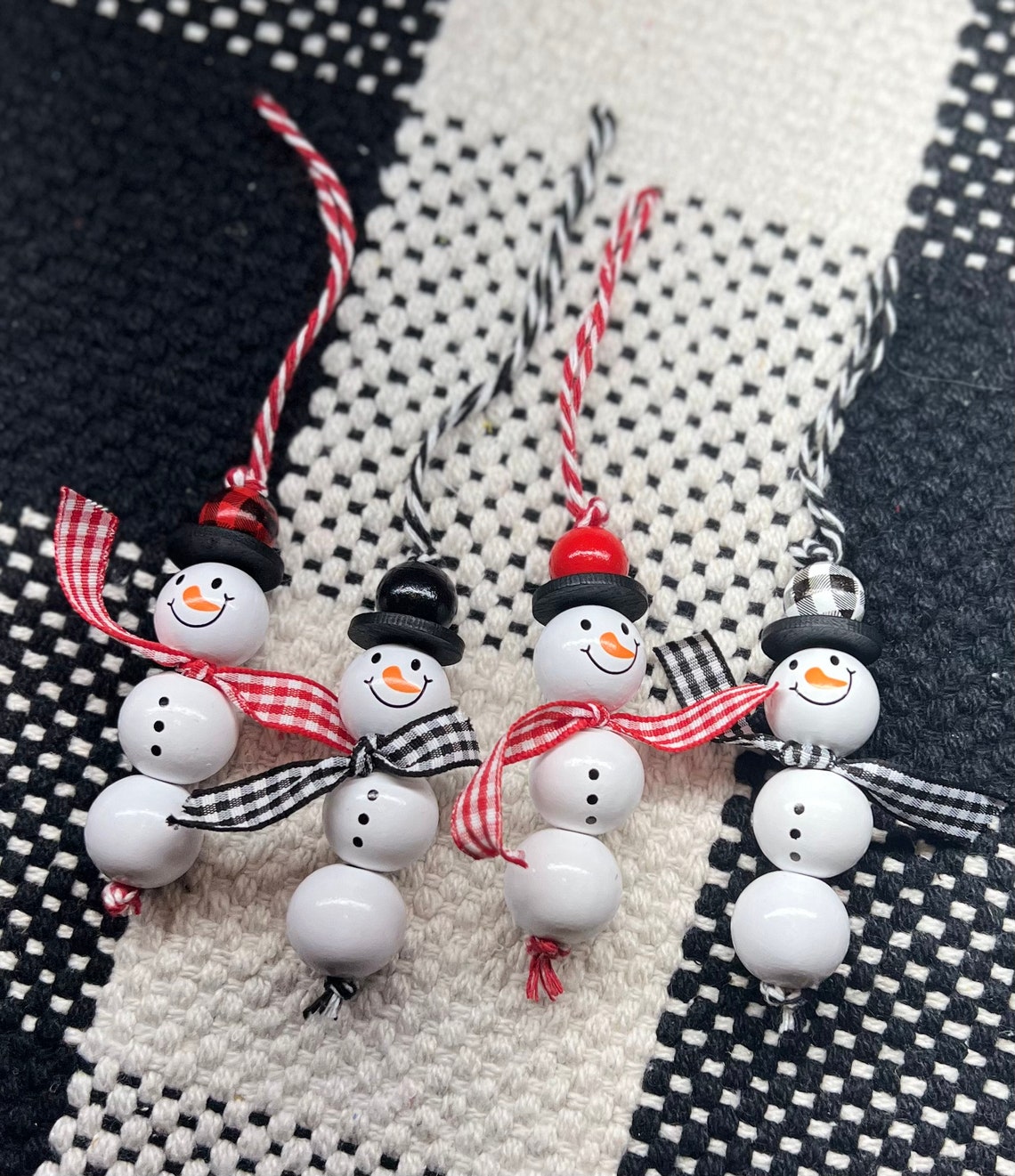 Snowman Wooden Bead Ornaments - Etsy