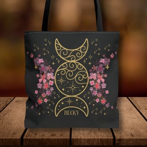 Personalized Triple Moon Tote Bag, Custom Phases of the Moon Bag ...