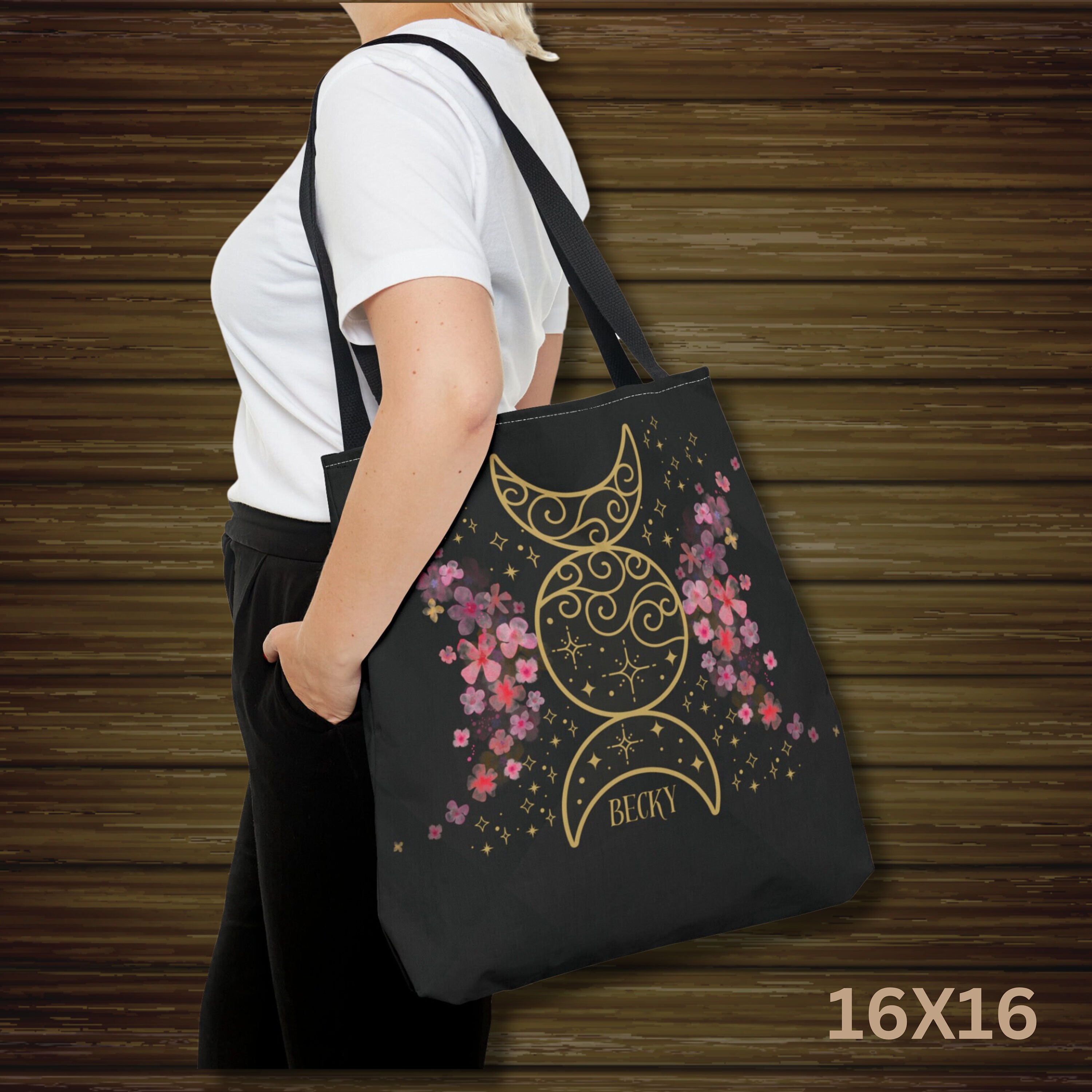 Personalized Triple Moon Tote Bag, Custom Phases of the Moon Bag ...