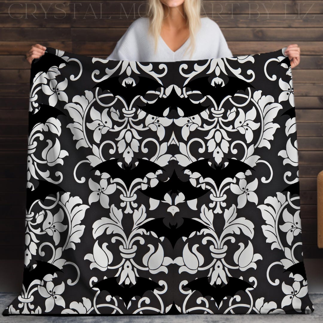 Reversible Blanket, Secret Bat Damask Velveteen Microfiber Blanket ...