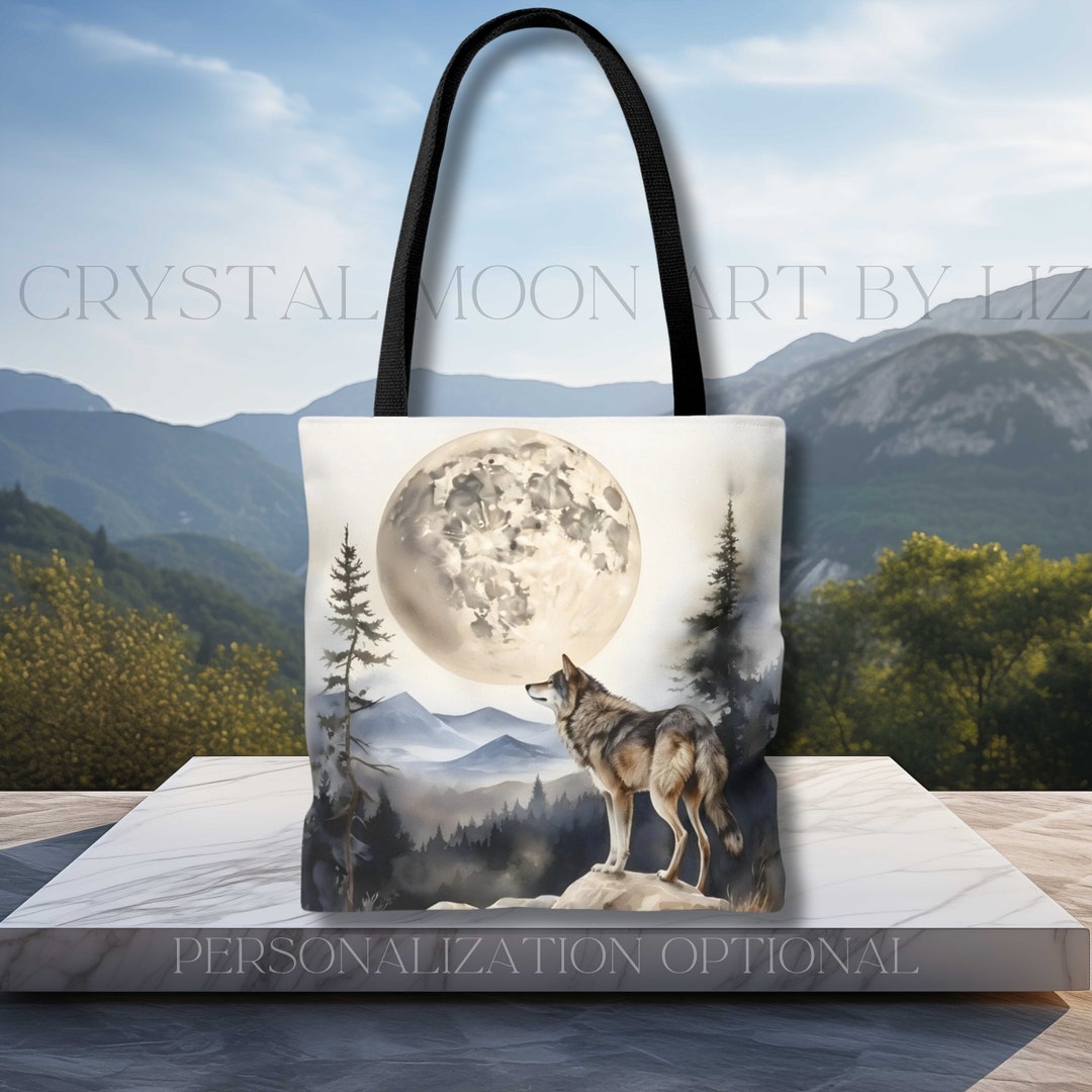 Personalized Wolf Moon Tote Bag, Outdoorsman Gift, Father's Day Gift ...