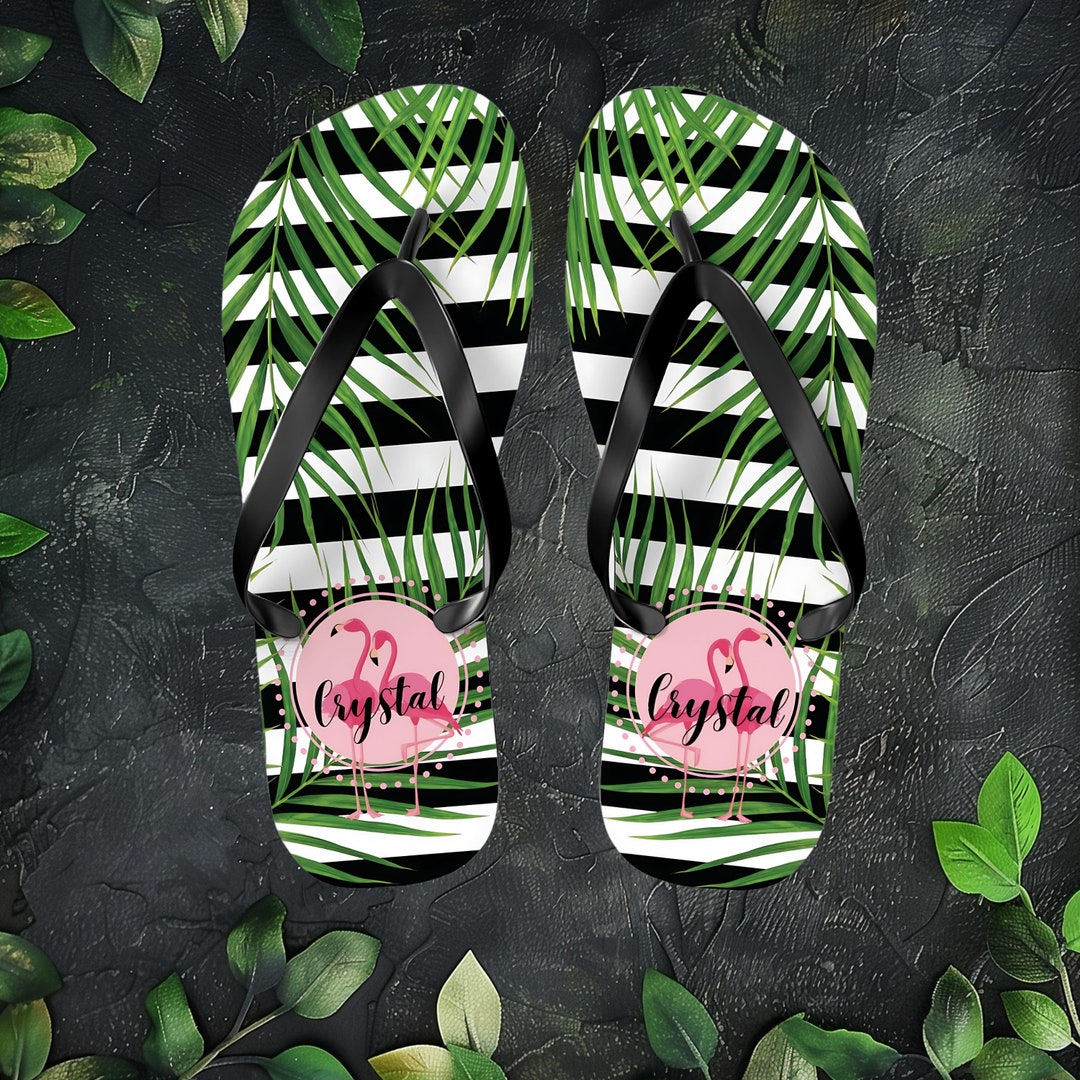 Personalized Flamingo Flip Flops, Custom Flip Flops, Sandals for Pool ...