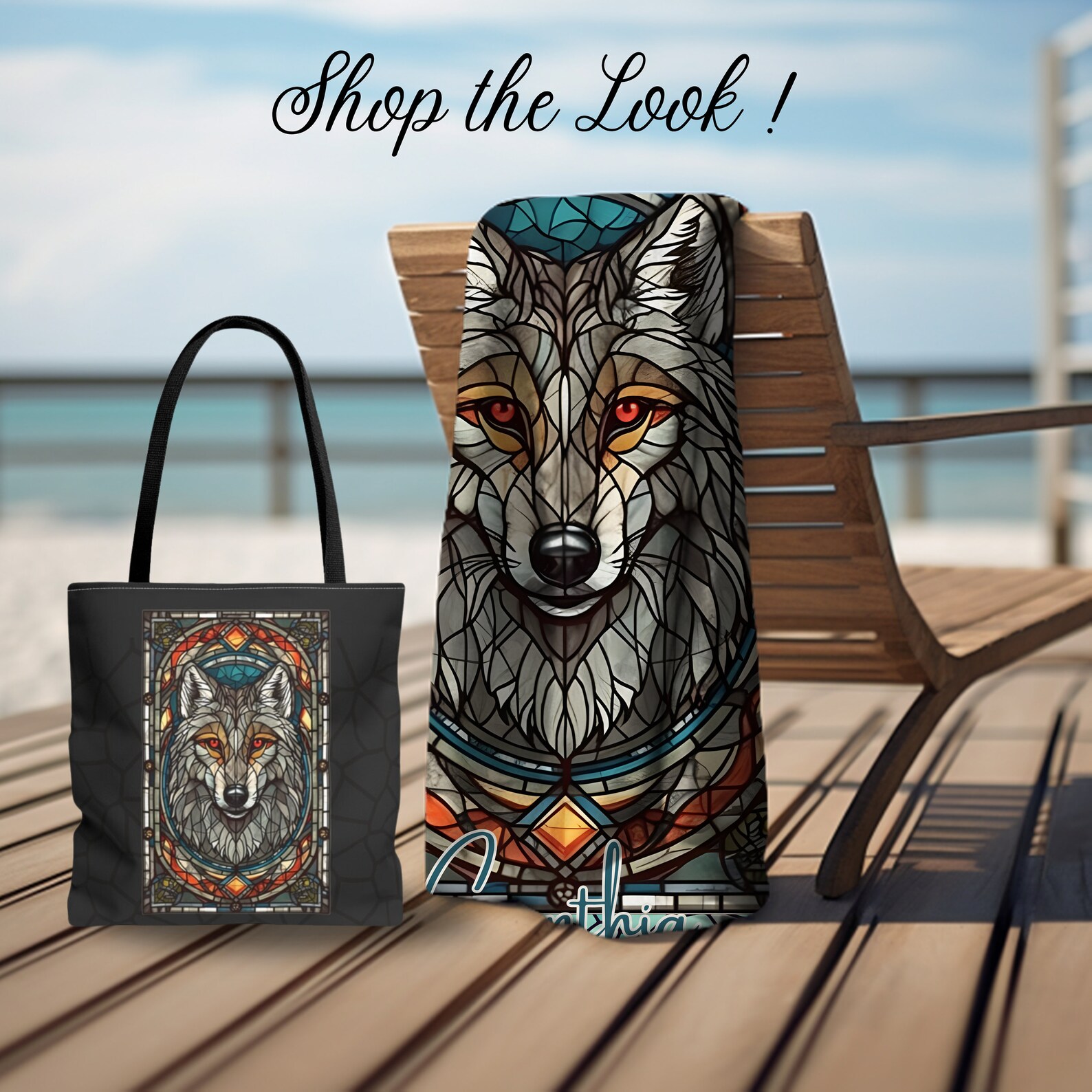 Wolf Tote Bag, Stained Glass Wolf, Housewarming Gift, , Wolf Lover Gift ...