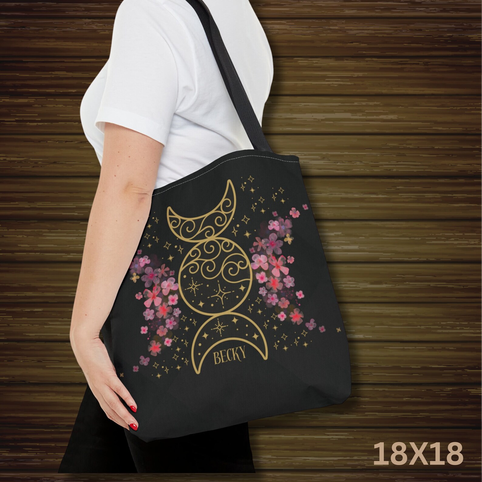 Personalized Triple Moon Tote Bag, Custom Phases of the Moon Bag ...