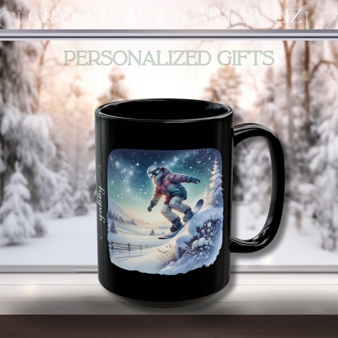 Personalized Snowboard Lover Mug, Winter Sports Coffee Cup, Custom ...