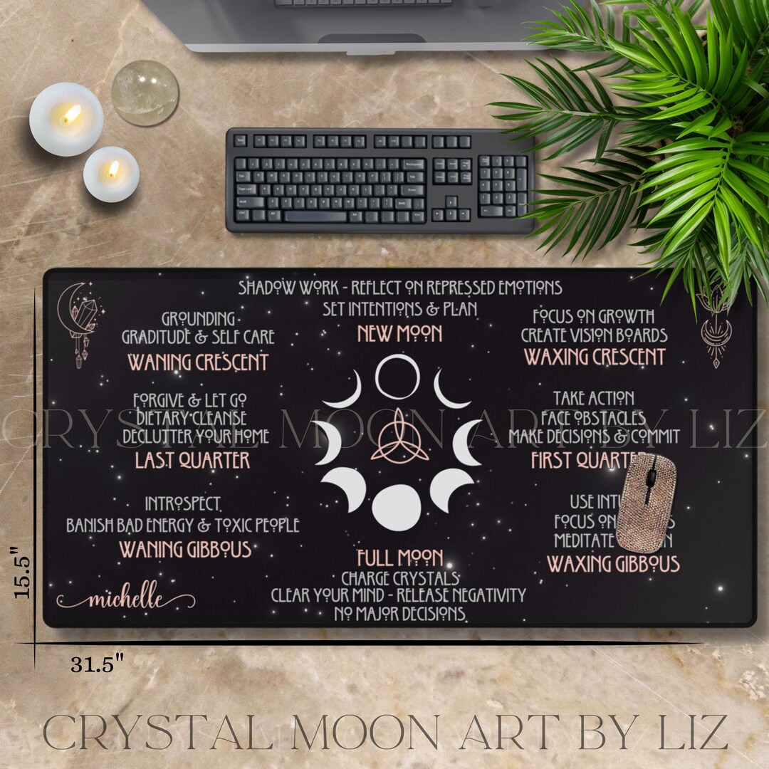 Moon Magick Desk Mats, Lunar Phases Astrology Table Mat, Personalized ...