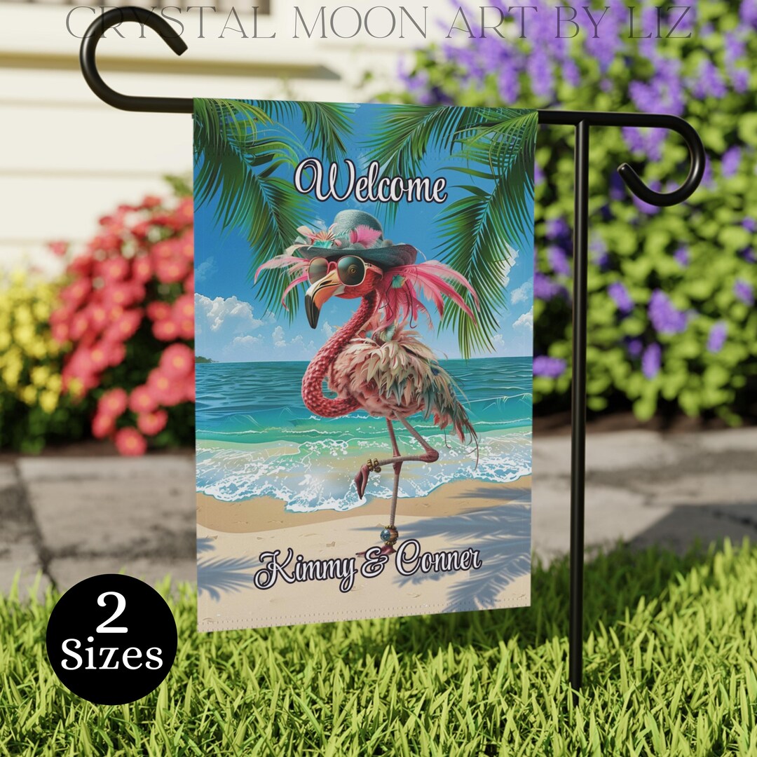 Custom Flamingo Garden Banner, Tropical Home Décor, Flamingo Yard Flag ...