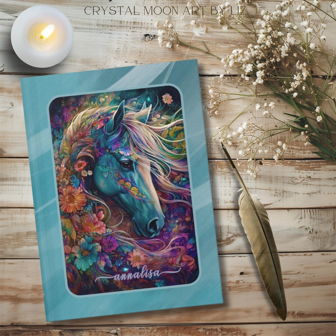 Personalized Horse Hardcover Journal, Boho Horse Riding Ledger, Custom ...