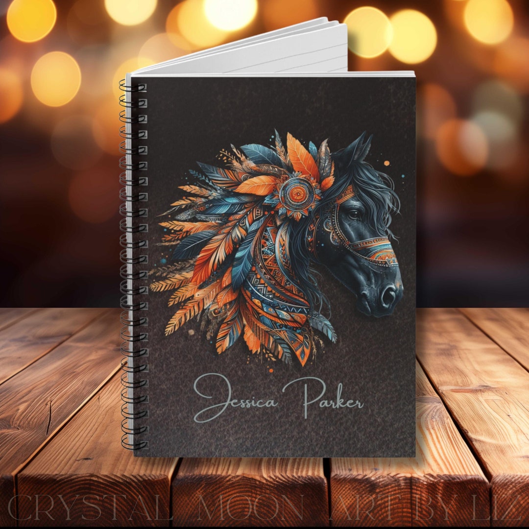 Personalized Boho Horse Spiral Notebook - Ruled Line Journal, Horse ...
