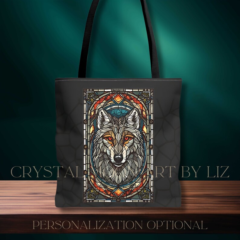 Wolf Tote Bag, Stained Glass Wolf, Housewarming Gift, , Wolf Lover Gift ...
