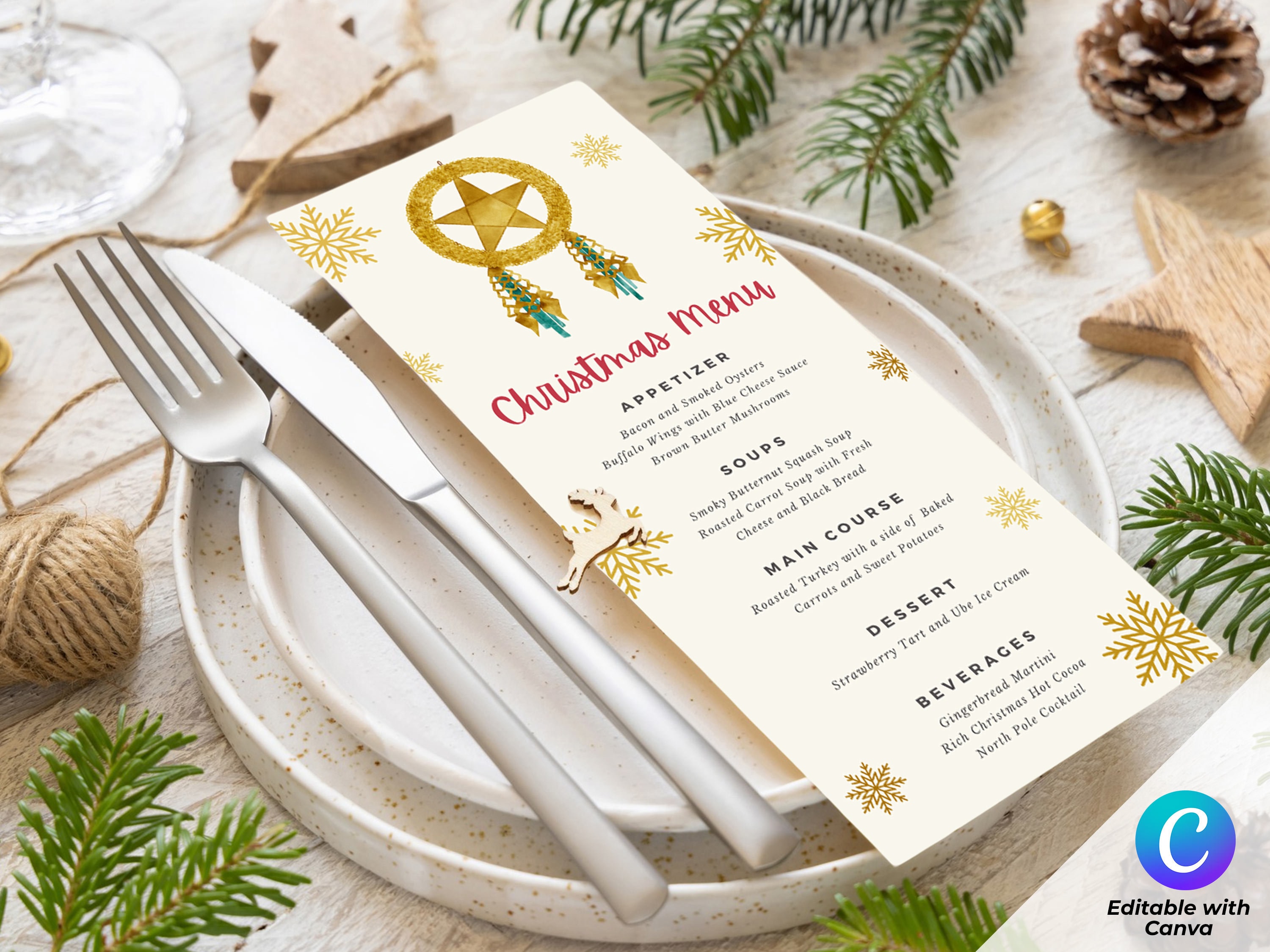 Printable Christmas Menu Template Christmas Cocktail (Download Now) - Etsy