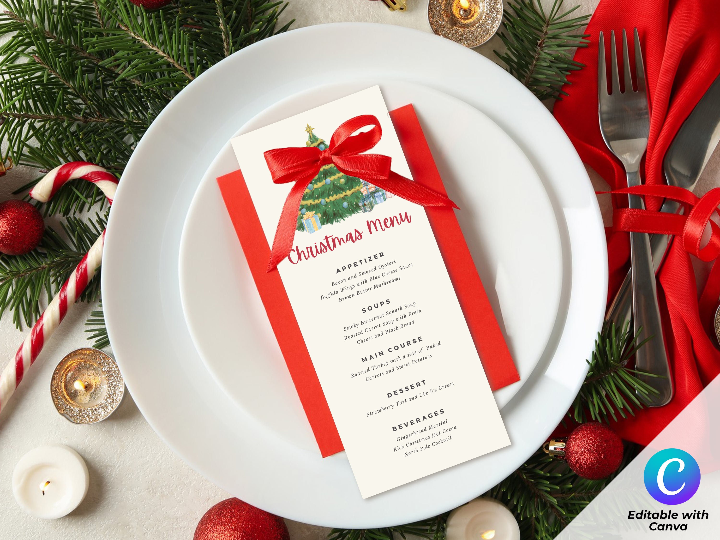 Printable Christmas Menu Template Christmas Cocktail (Download Now) - Etsy