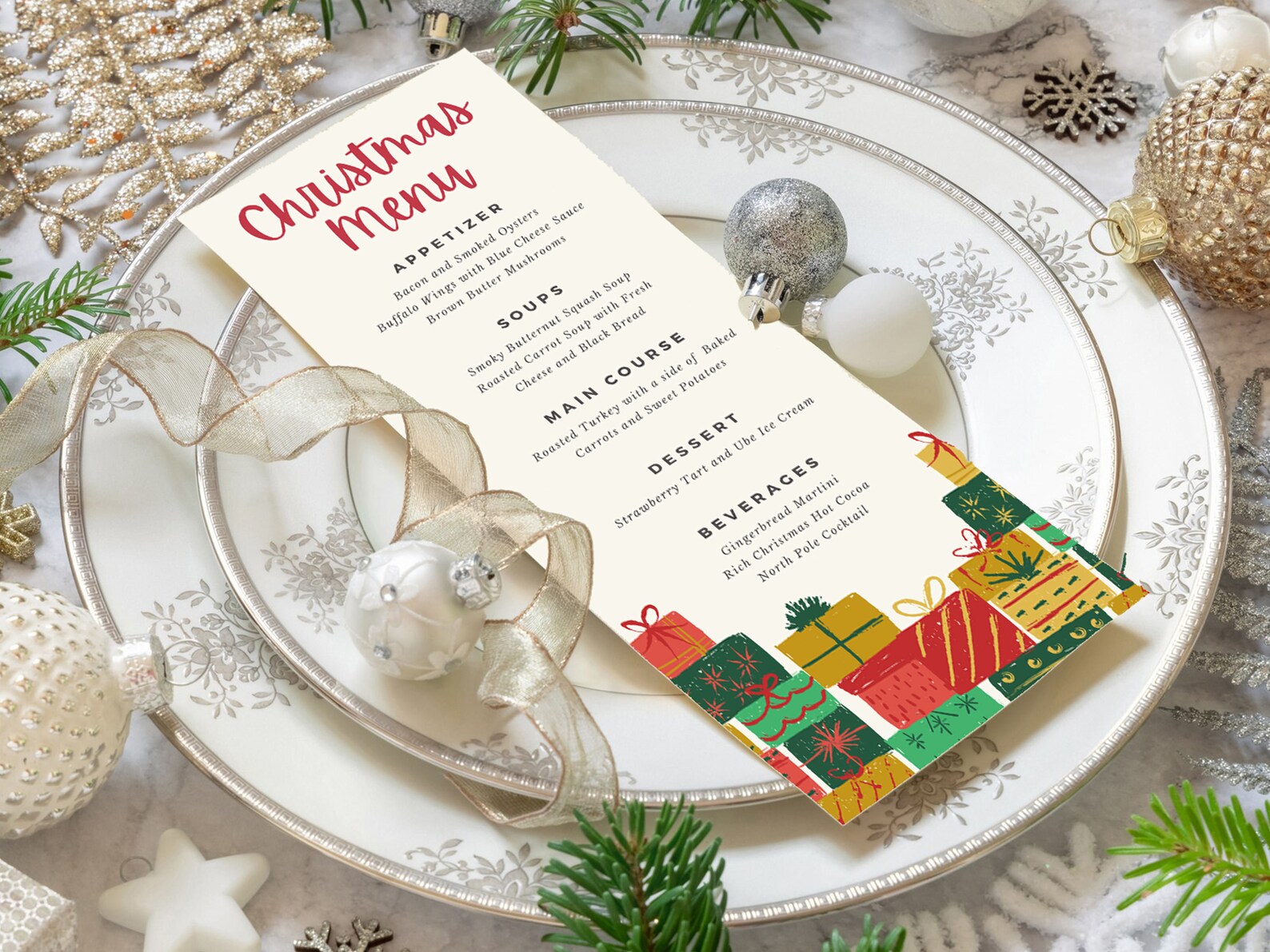 Printable Christmas Menu Template Christmas Cocktail (Download Now) - Etsy