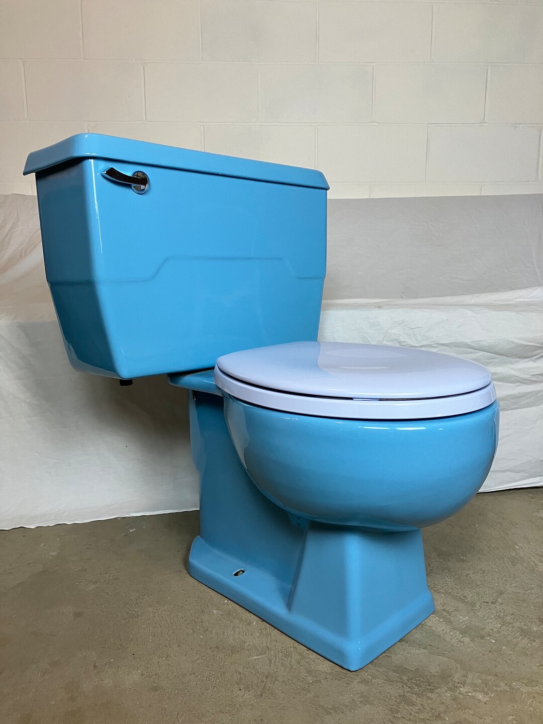 Rare Vintage 1970s Midcentury Kohler New Orleans Blue Porcelain Toilet ...