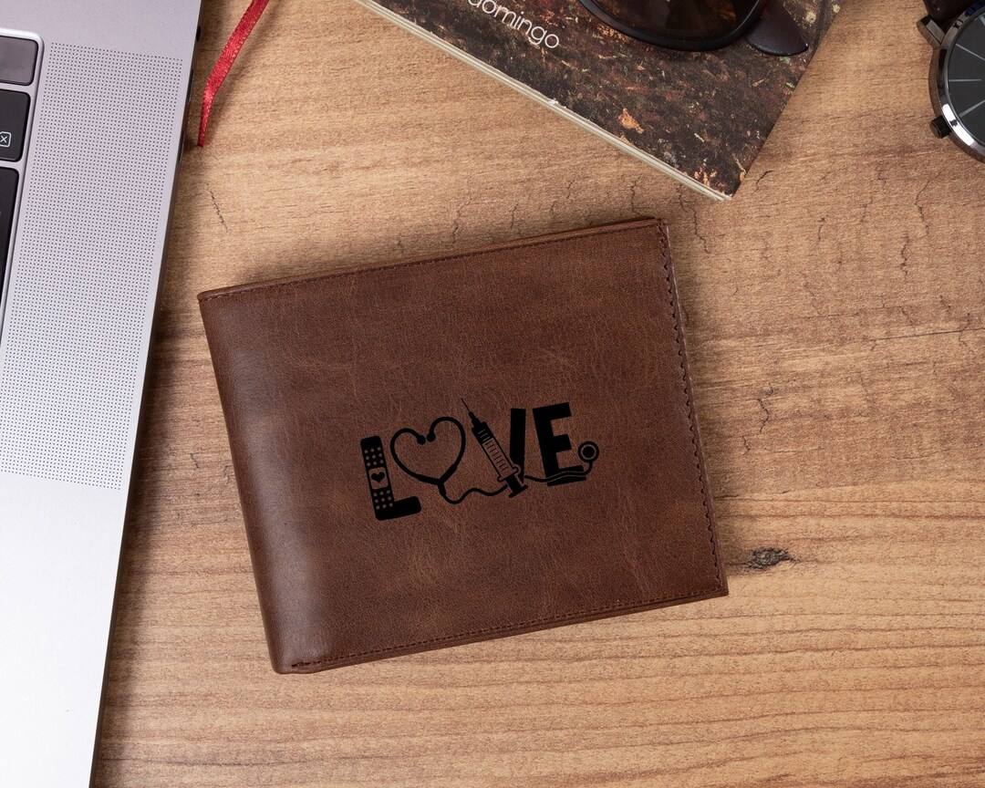 Custom Leather Wallet, Medical Student Gift, Gift for Registered Nurse ...