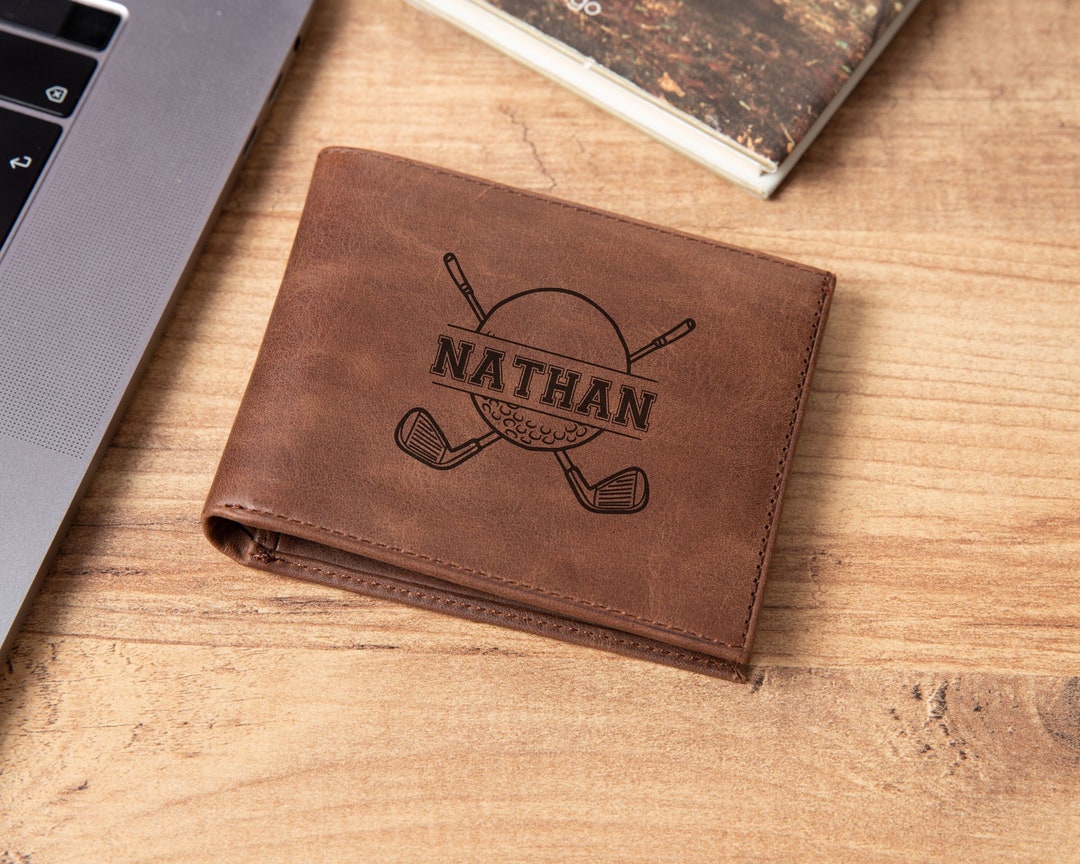 Personalized Golf Player Wallet for Men, Custom Leather Bifold Wallet ...
