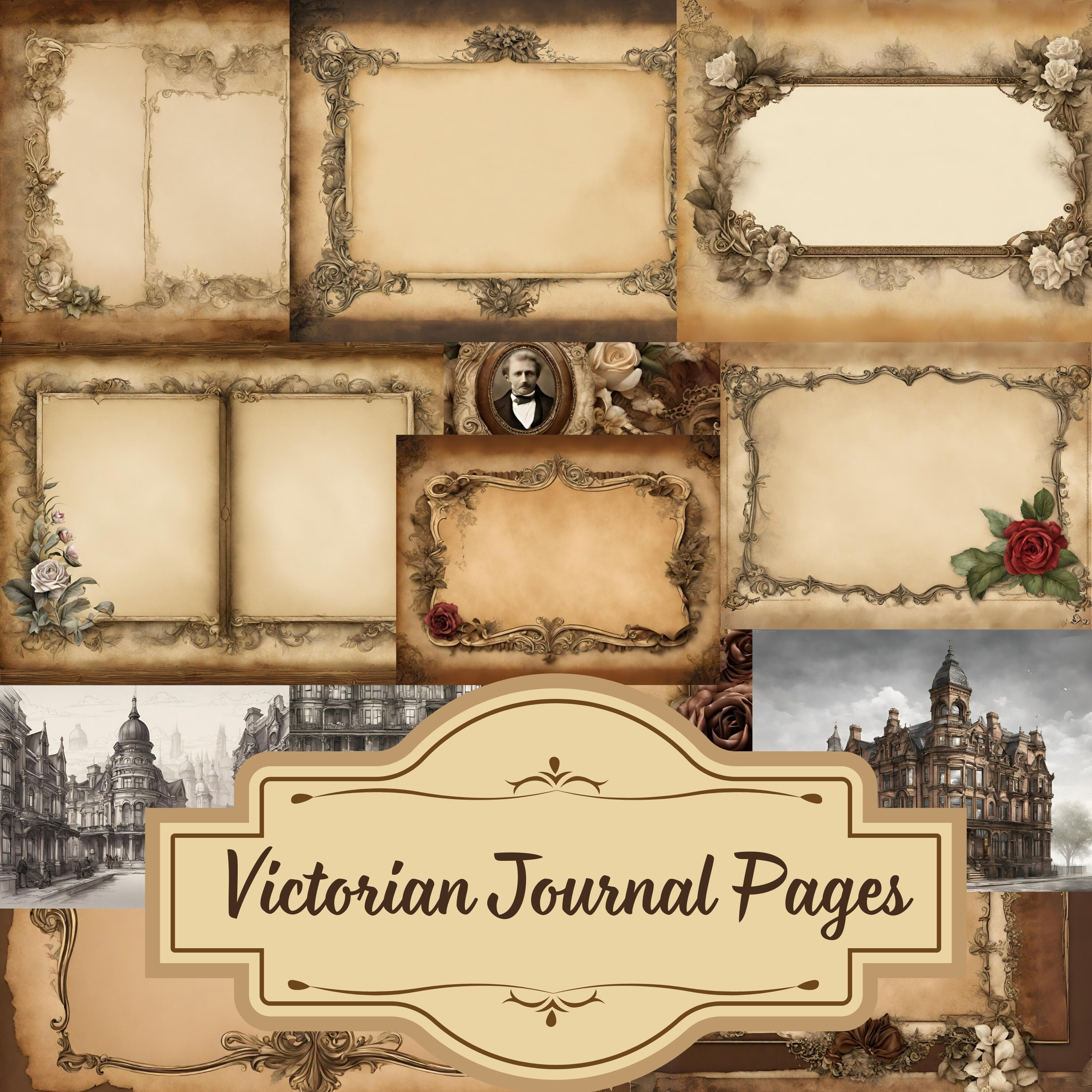 Victorian Journal Pages, Junk Journal Pages, Junk Journal Kit, Neutral ...