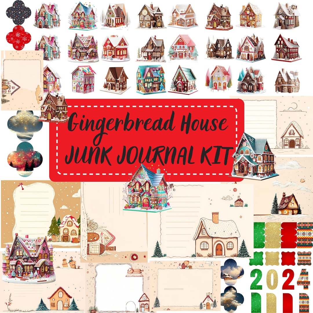 Junk Journal Kit Gingerbread House, Junk Journal Kit, Christmas, Kit ...