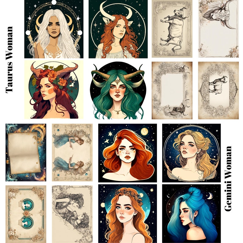 Zodiac Junk Journal Kit (printable JPG Pages With Ephemera, Tags ...