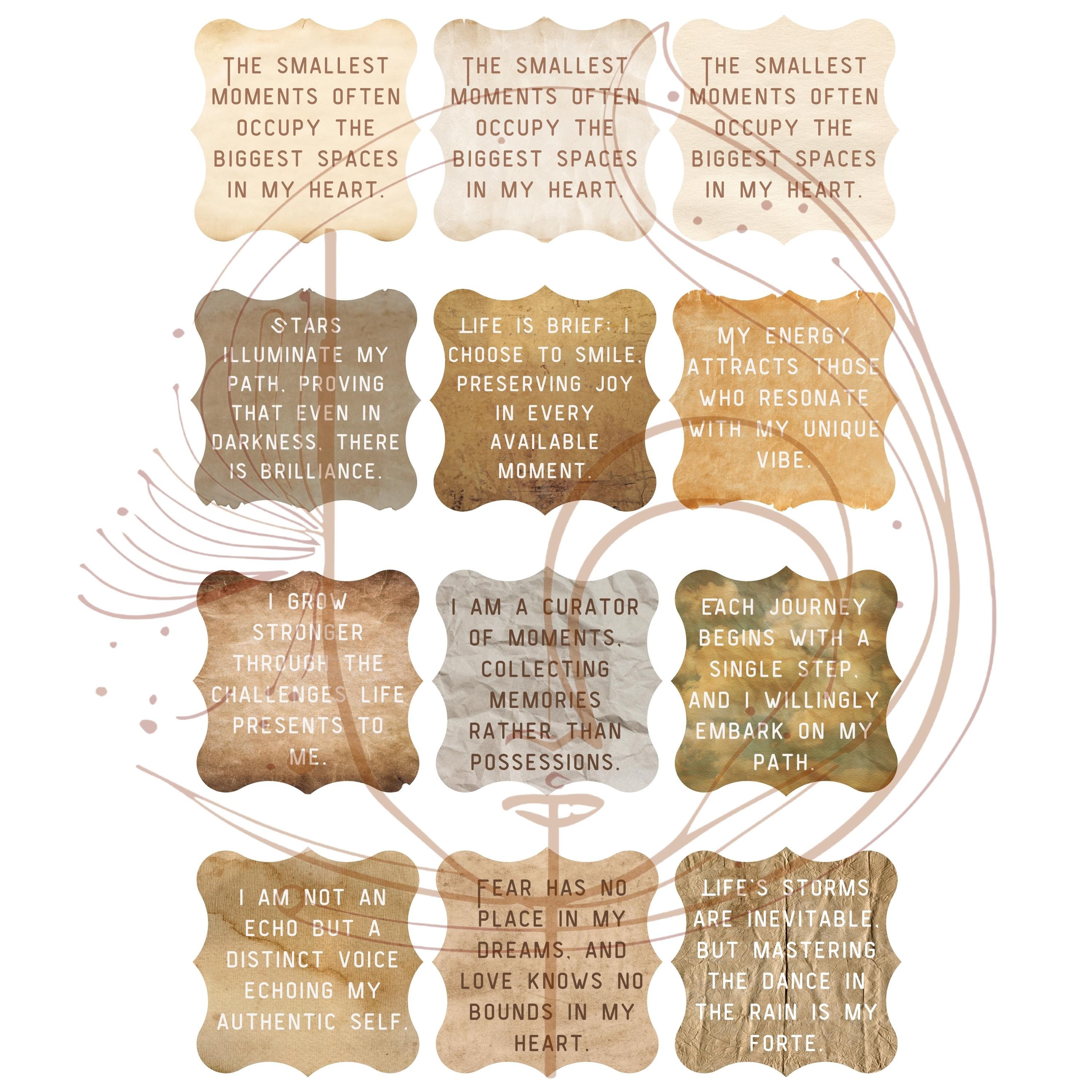 Journal Words, Inspirational Quotes, Printable Ephemera Vintage Labels ...