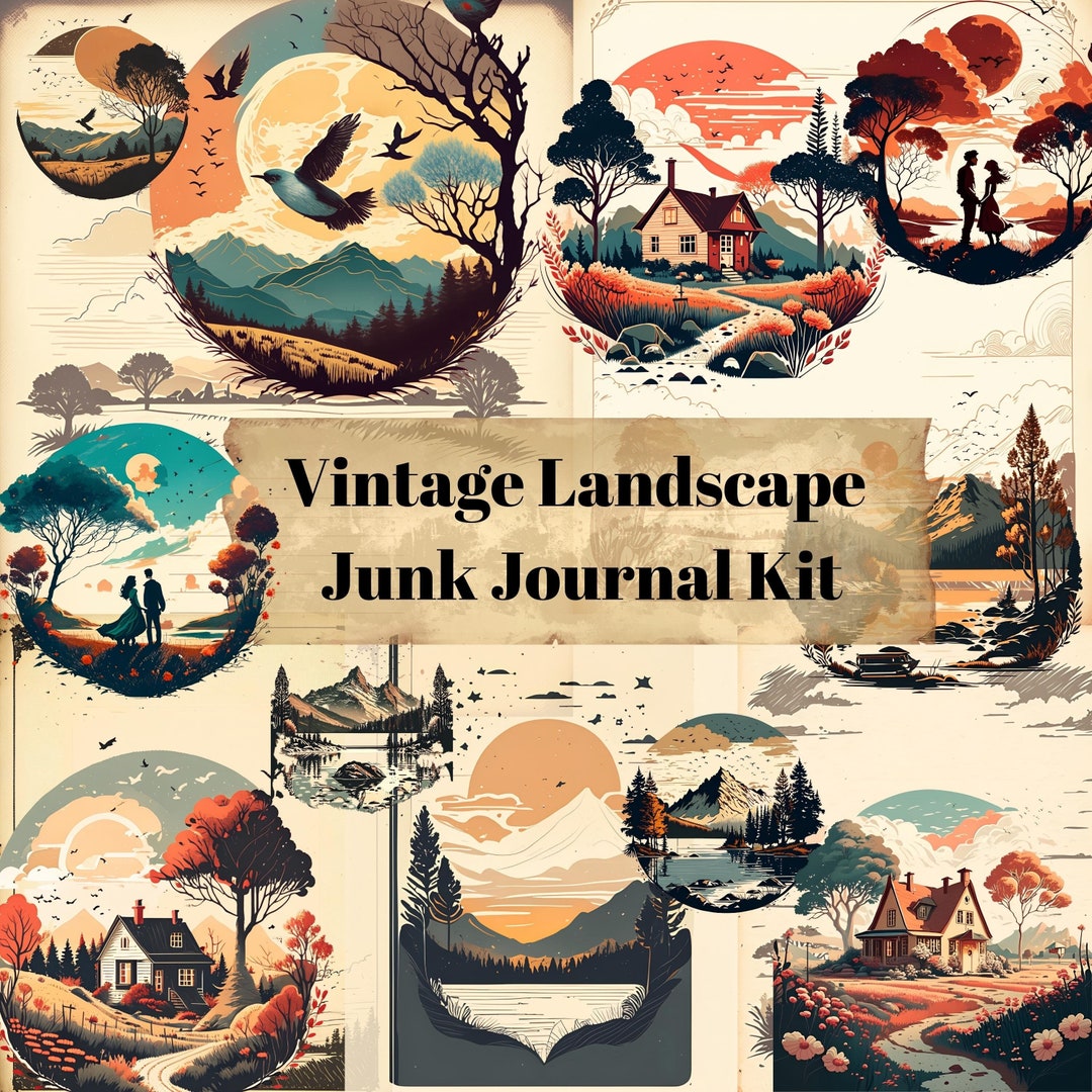 Vintage Landscape JUNK JOURNAL KIT (printable Jpg Page With Ephemera ...