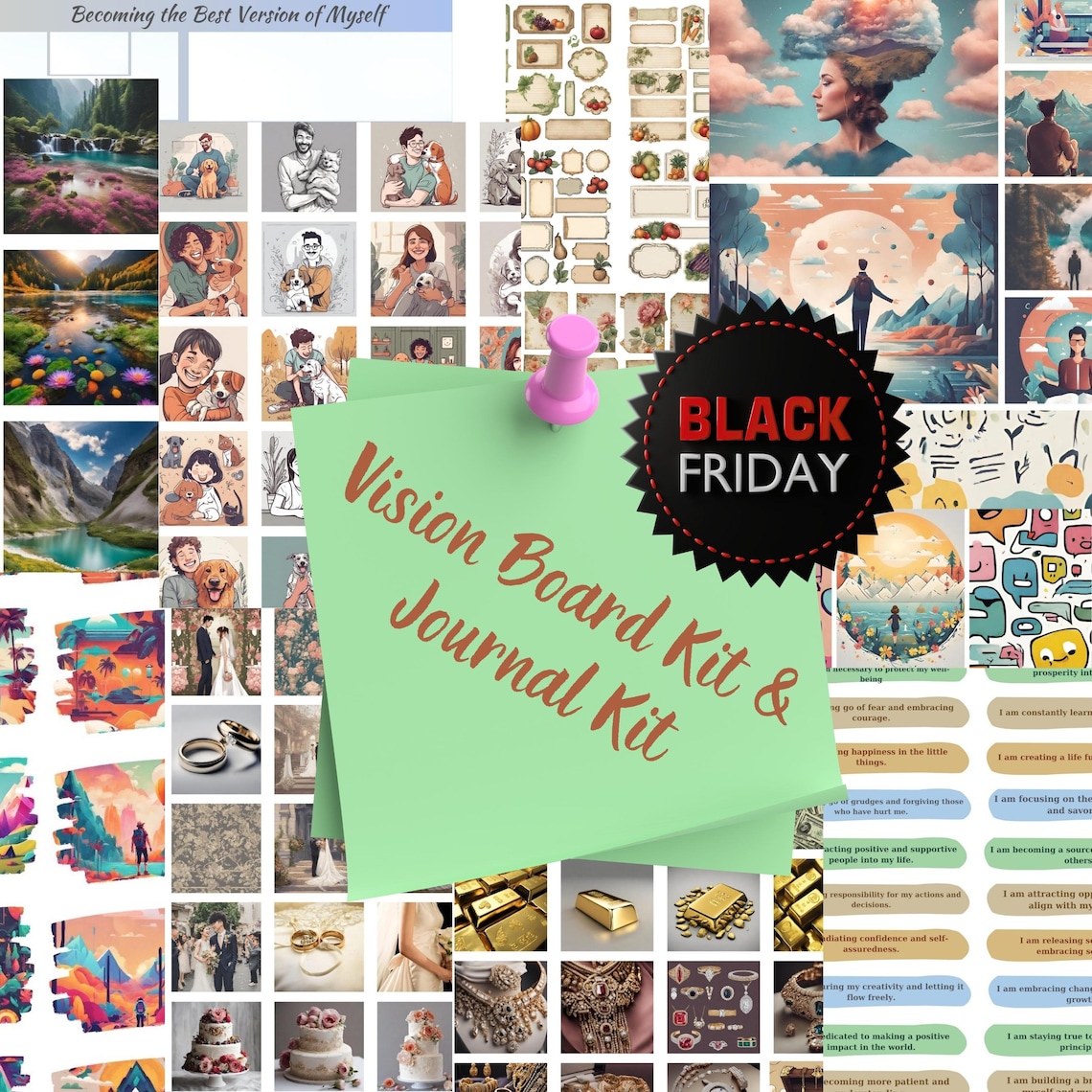 Junk Journal Kit 2024 Vision Board Kit Printable, Vision Board With ...