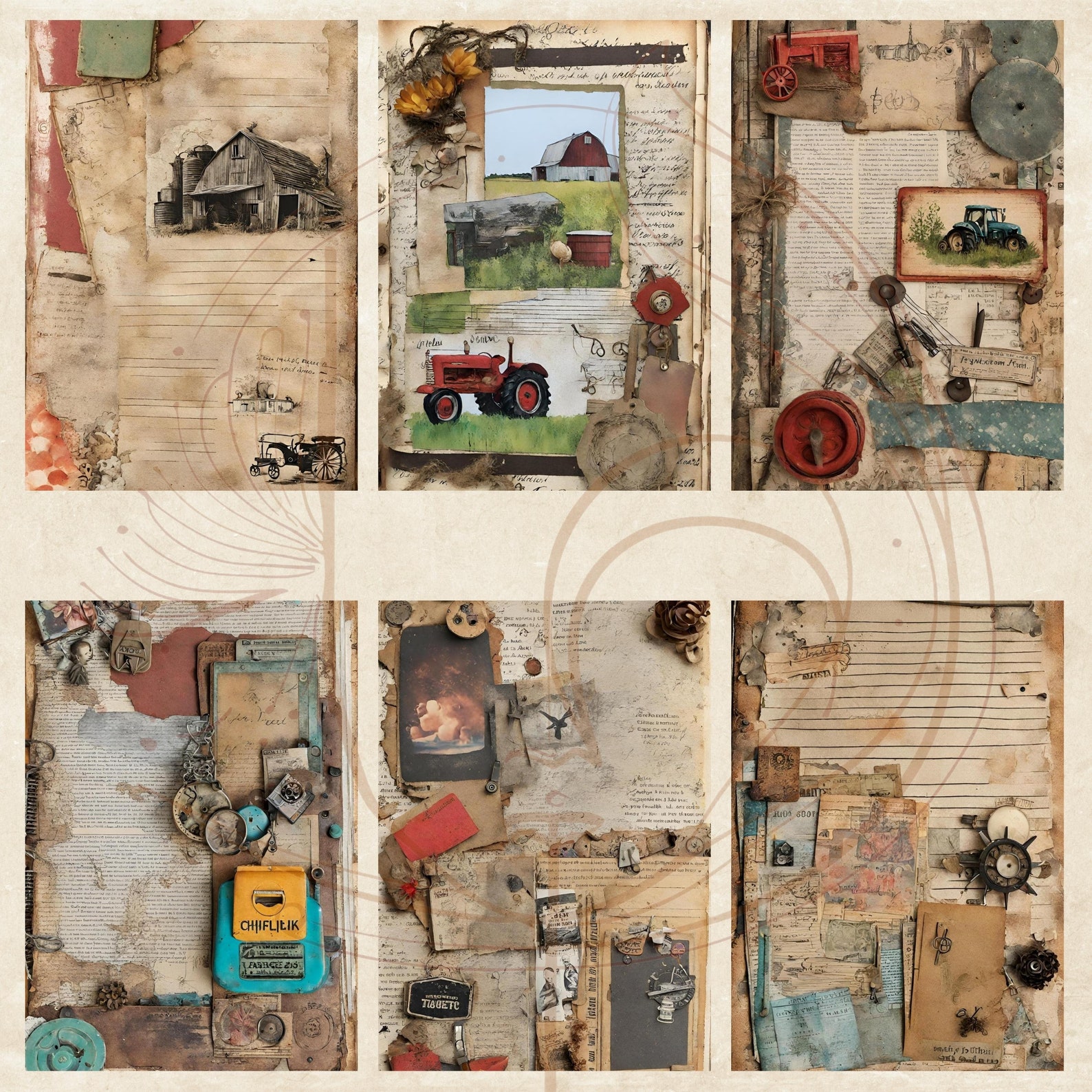 RUSTIC Farm JUNK JOURNAL Kit, Grateful, Neutral, Fall, Journal ...