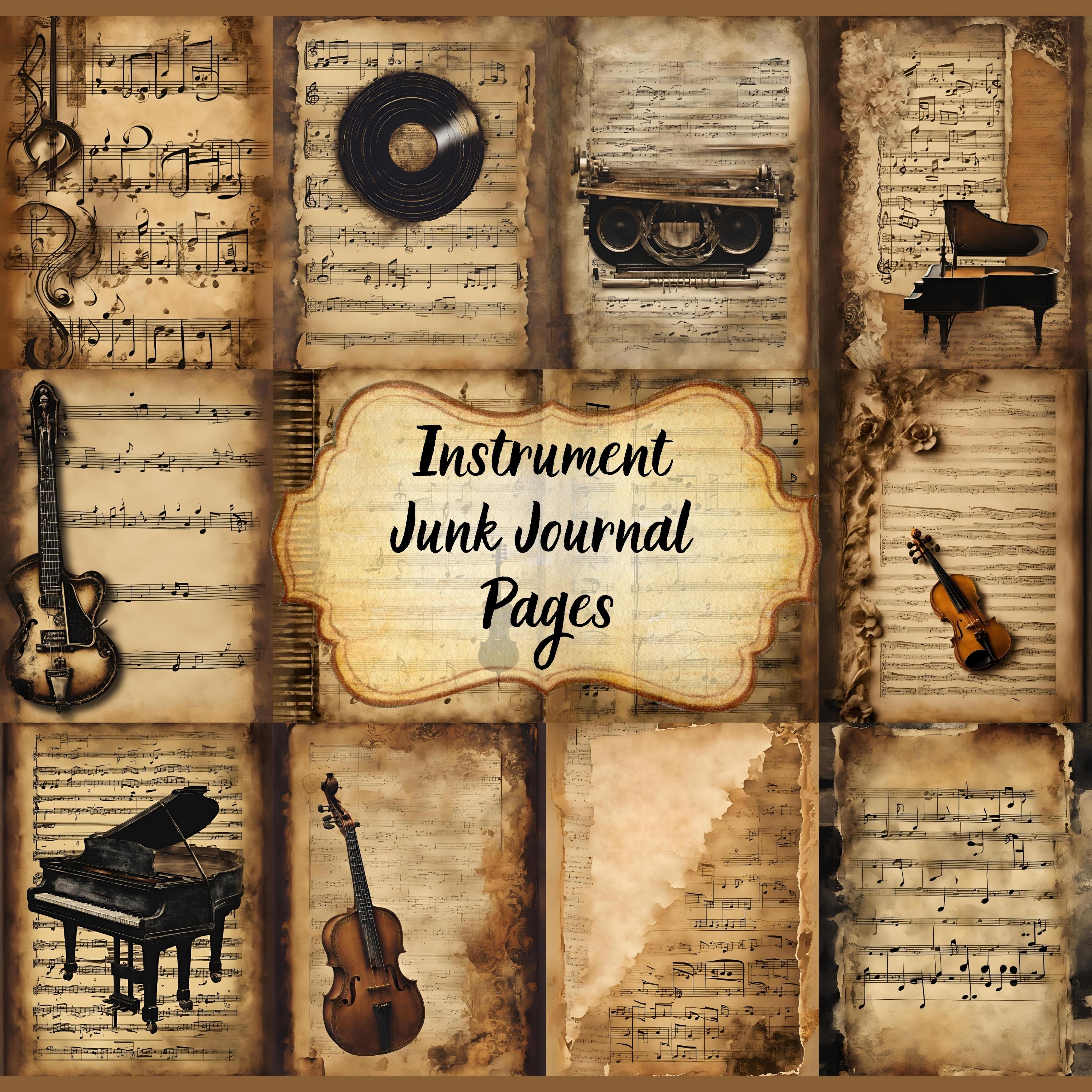 Junk Journal Kit, Vintage, Music, Instrument, Piano, Guitar, Violin ...