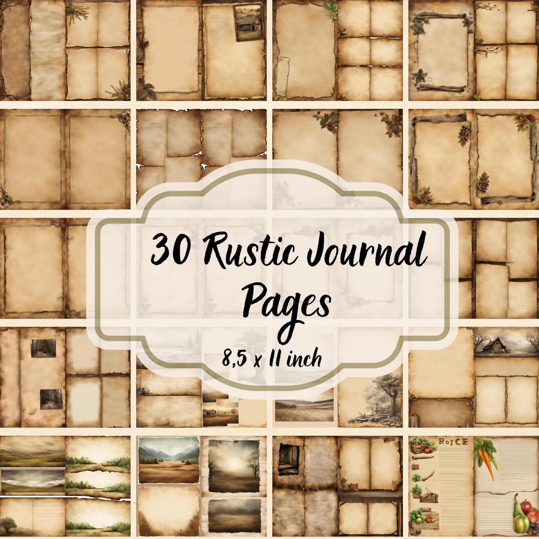 Blank Journal Papers, Rustic Journal Pages, Junk Journal Kit, Neutral ...