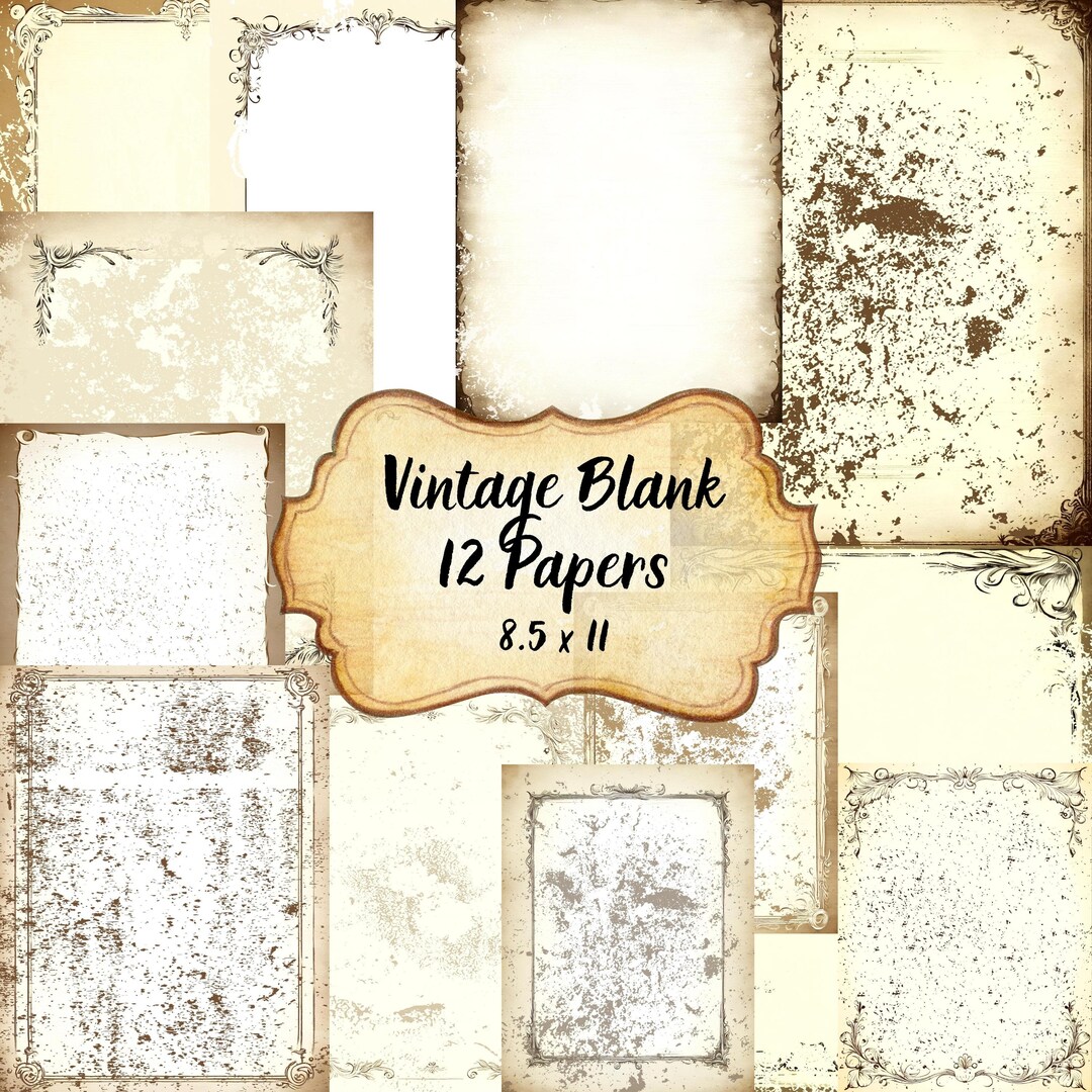 Vintage Blank 12 Papers, Junk Journal, Papers, Portrait, Plain, 8.5 X ...