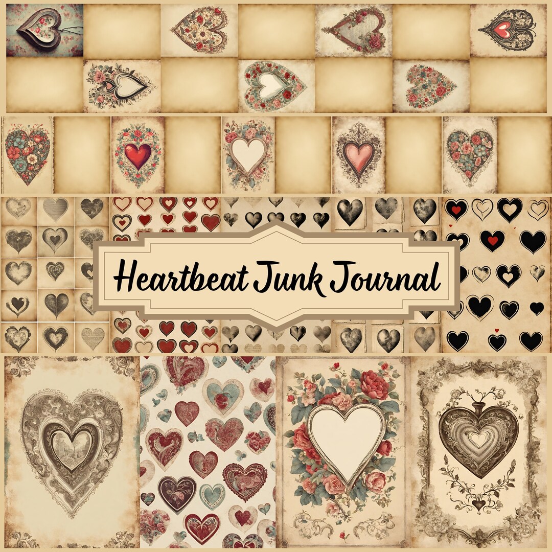 Heartbeat Junk Journal, Journal Pages, Junk Journal Kit, Neutral ...