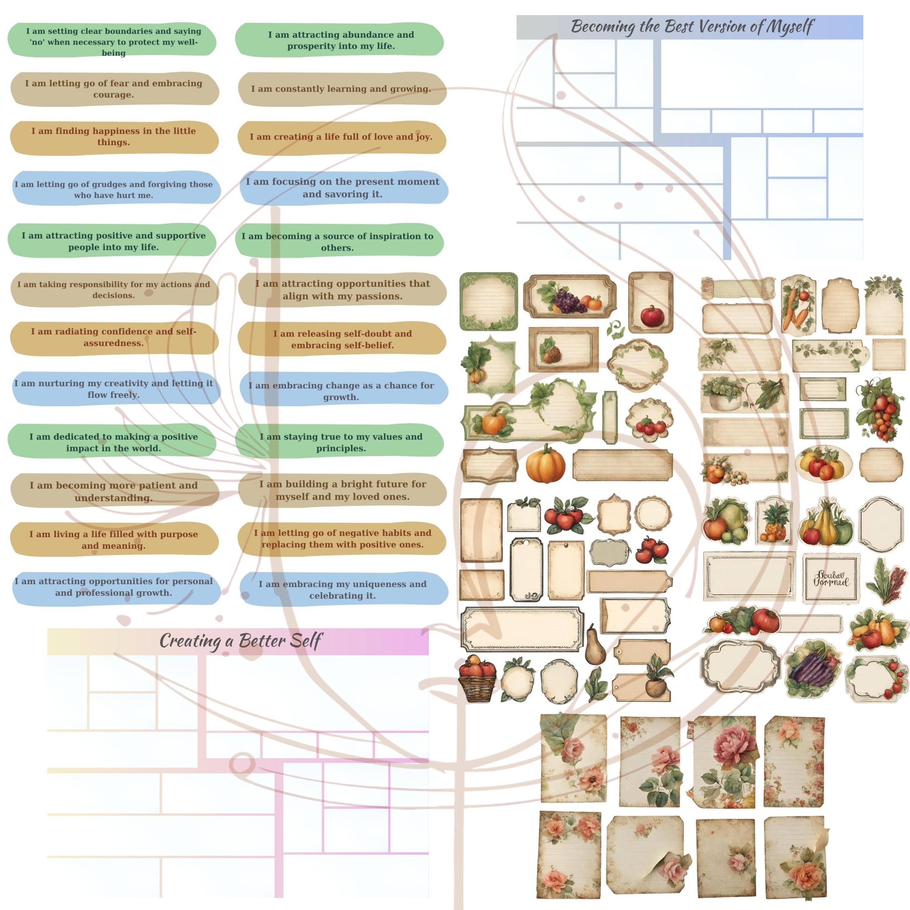 Junk Journal Kit 2024 Vision Board Kit Printable, Vision Board With Affirmations, Abundance ...