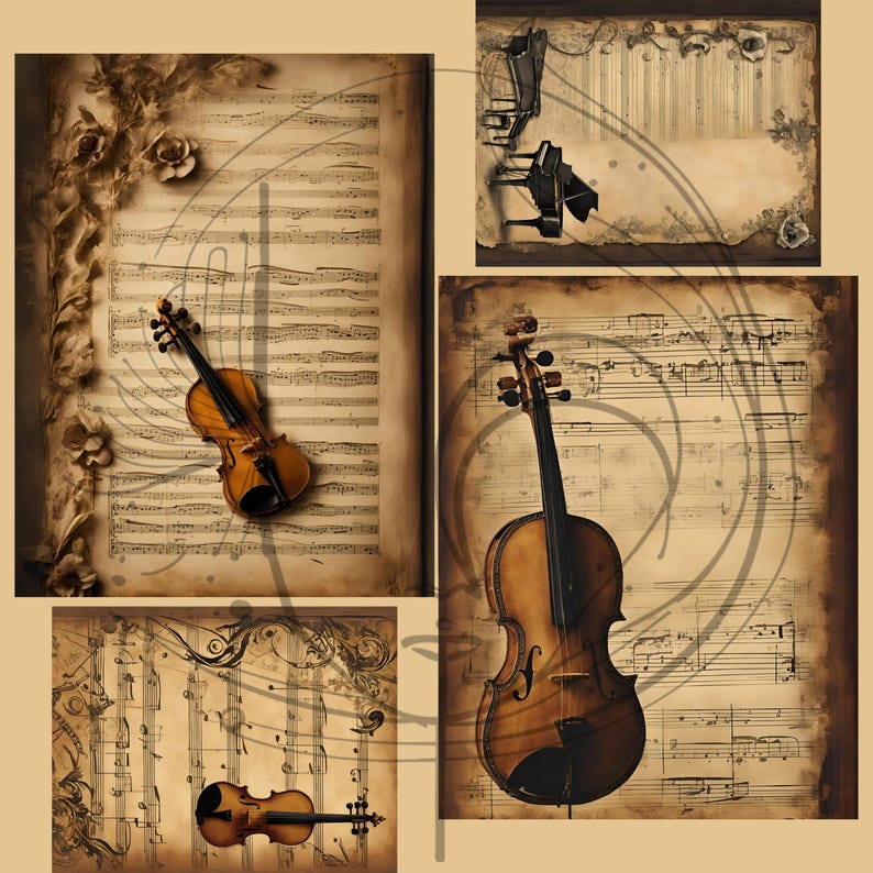 Junk Journal Kit, Vintage, Music, Instrument, Piano, Guitar, Violin ...