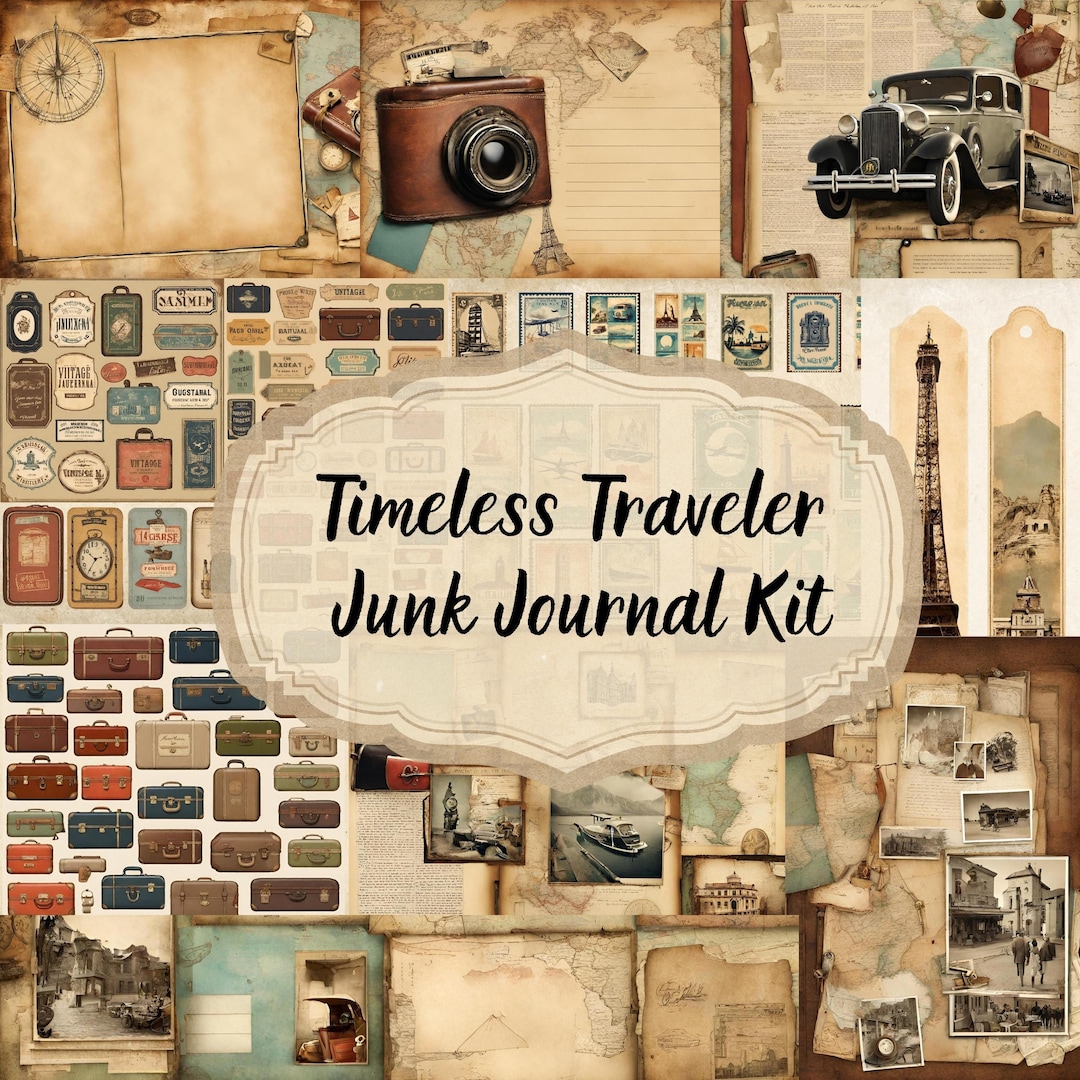 Timeless Traveler Junk Journal Kit, (printable Jpg Page With Ephemera ...