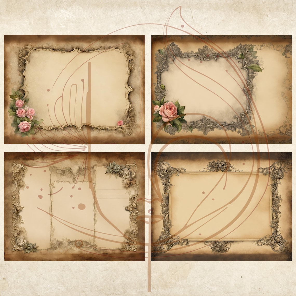 Victorian Journal Pages, Junk Journal Pages, Junk Journal Kit, Neutral ...