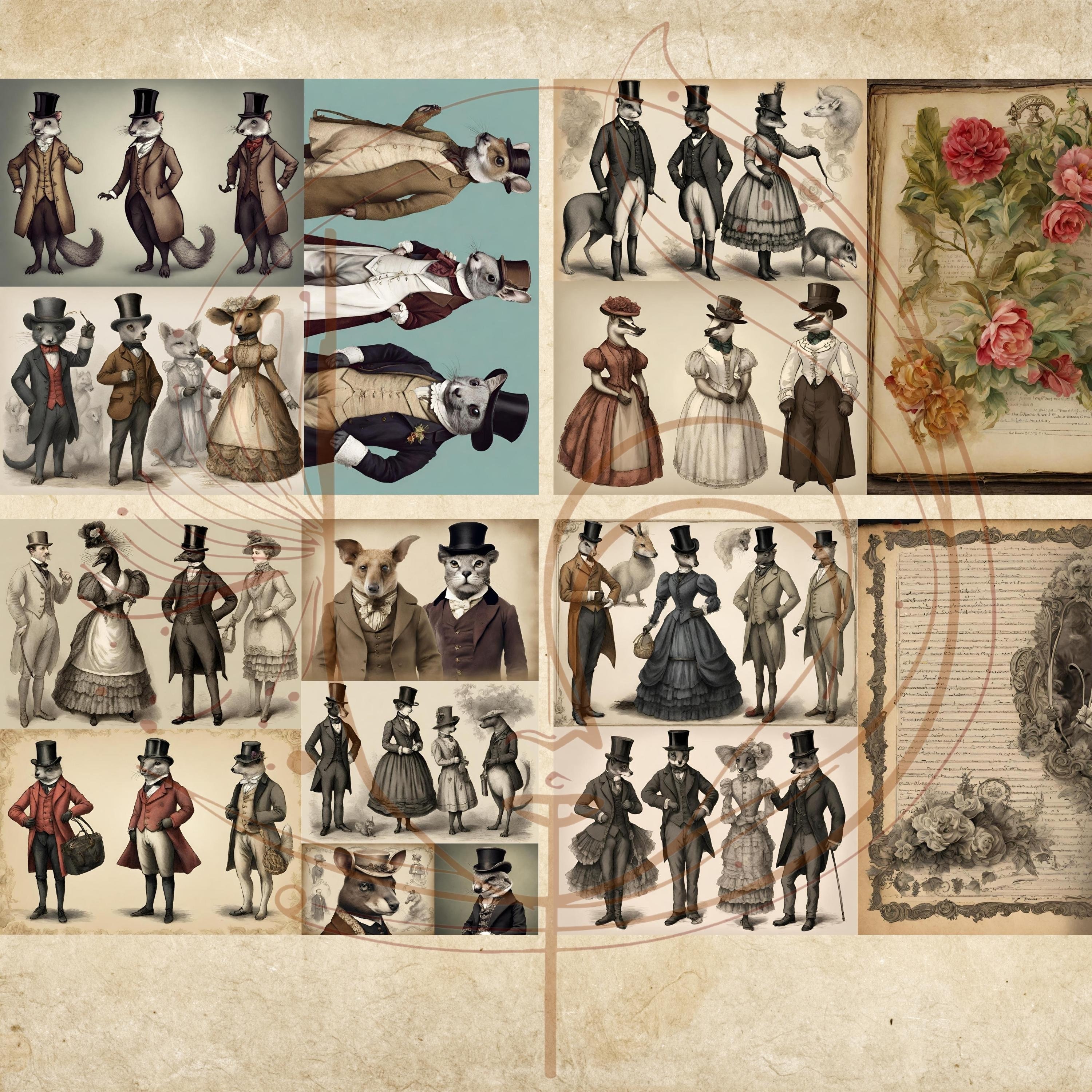 Victorian Whisker Wardrobe Victorian Junk Journal Kit - Etsy