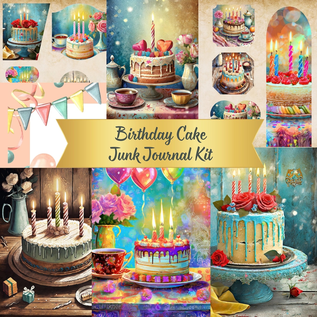 Birthday Cake Junk Journal Kit, Scrapbooking Set, Junk Journal Kit ...