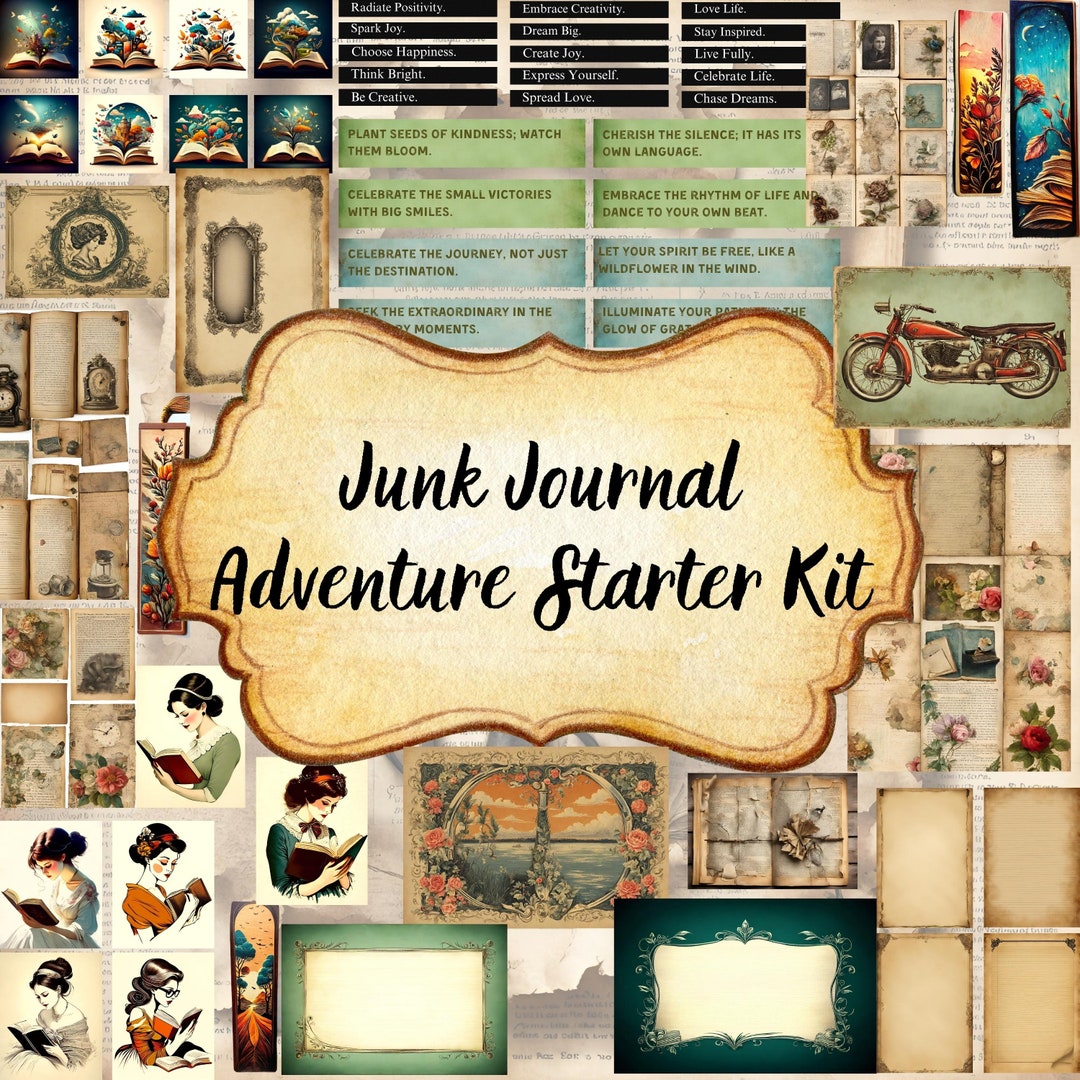 Junk Journal Adventure Starter Kit (ephemera, Cover, Card, Fussy Cut ...