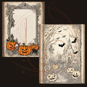 Halloween Junk Journal Pages, Halloween Digital Scrapbook Paper ...